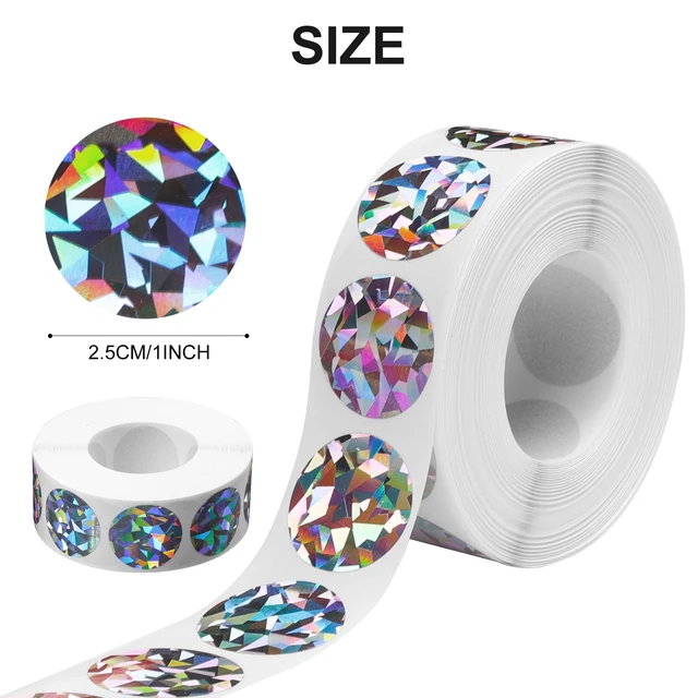1000Pcs 1"Inch Scratch Off Stickers Round Holographic Laser labels 25 ...