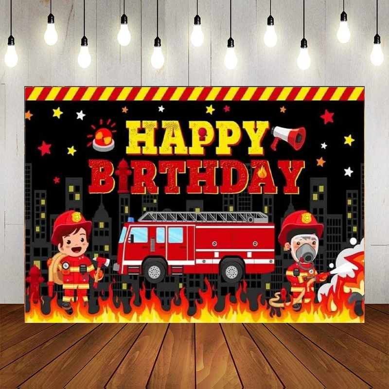 Firetruck-Birthday-Backdrop-Fireman-Firefighter-Photography-Background ...
