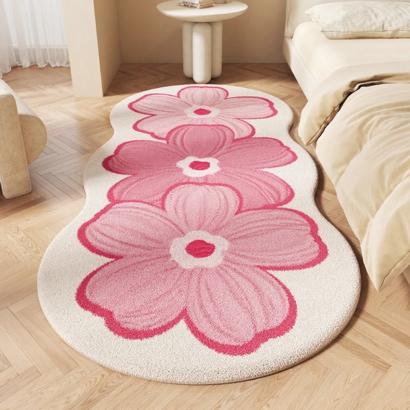 Girly Style Carpets for Living Room Pink Flowers Bedroom Decor Carpet ...