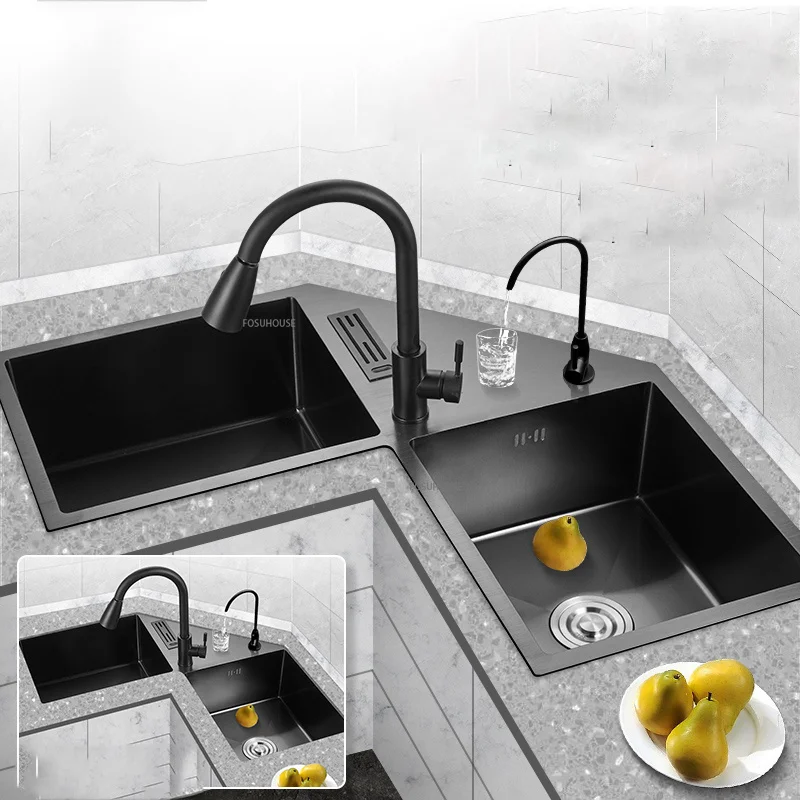 Nano-Corner-Sink-Stainless-Steel-Kitchen-Sink-Vegetable-Wash-Basin-Bar ...