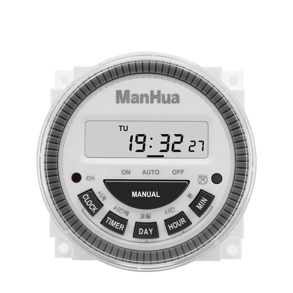 ManHua Multipurpose MT619 12VDC/220VAC Digital Timer Switch with Waterproof Cover, Easy Wiring ...