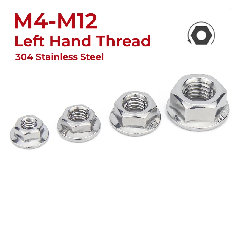 M4 M5 M6 M8 M10 M12 304 Stainless Steel Left Hand Thread Hexagon Flange ...