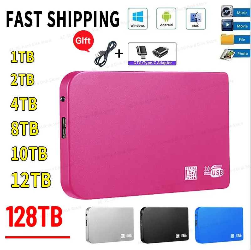 128TB High speed 2TB SSD 64TB 32TB Portable External Hard Drive USB3.0 ...
