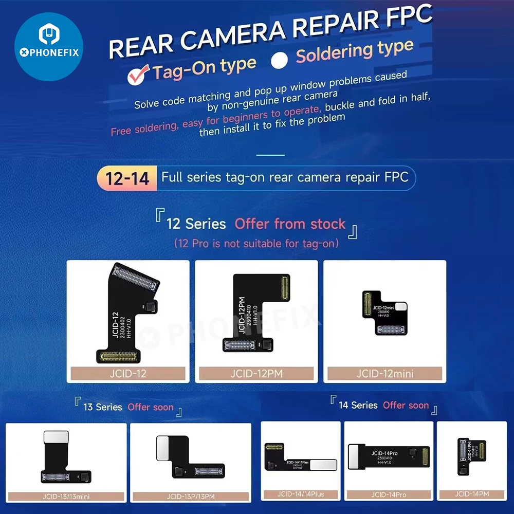 JCID-Tag-On-Camera-Non-Removal-Repair-FPC-Flex-For-iPhone-12-15-Pro-Max ...