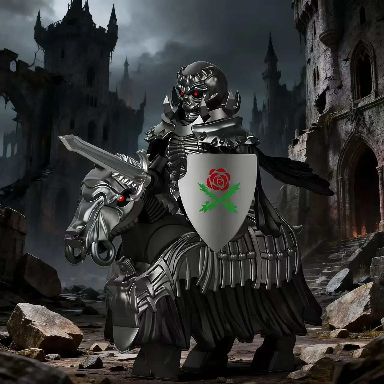 Medieval Skeleton Knight Skeleton Horse Compatible Bricks Berserk Guts ...
