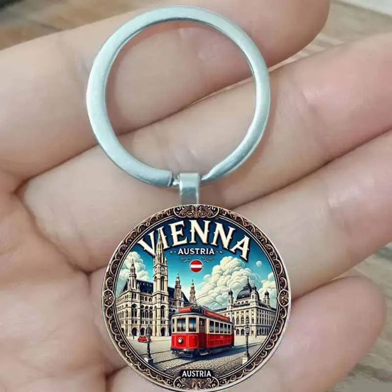 Vienna Austrian Keychain - Vintage City Landscape Souvenir European ...