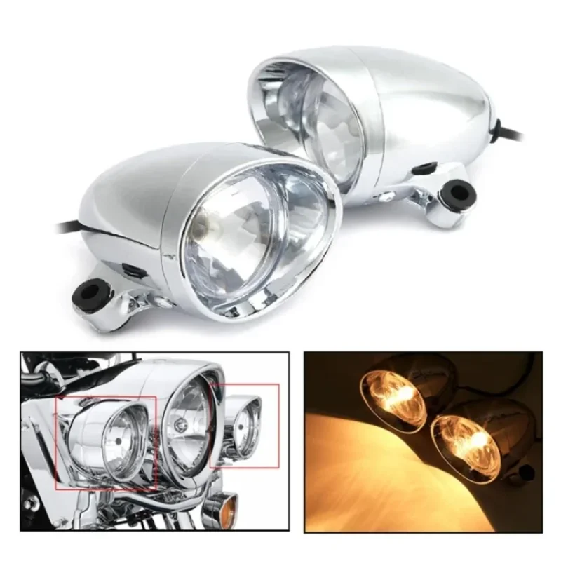 2pcs 10W Motorcycle Headlights Motorbike Retro Bullet Fog Light Fit Fo ...