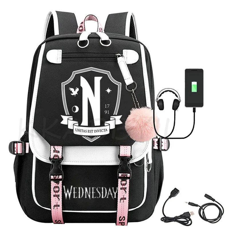 Wednesday-Addams-Backpack-Girls-Boys-School-Bags-USB-Charge-Backpack ...