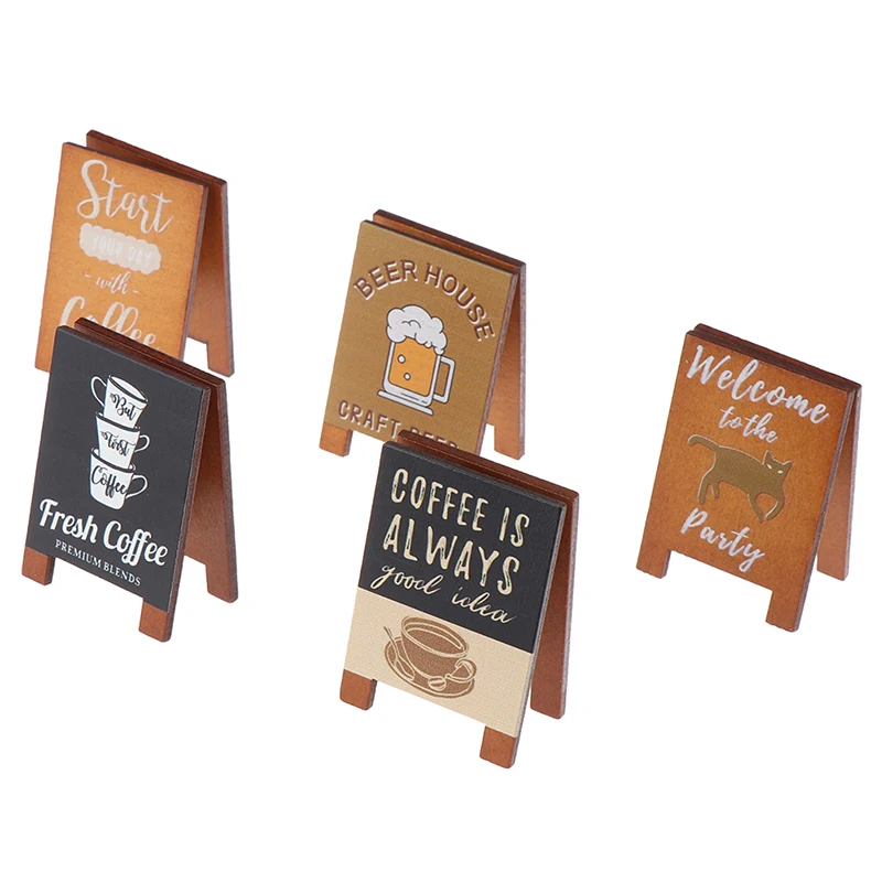Dollhouse-Miniature-Wooden-Billboard-Bakery-Coffee-Shop-Beer-House ...