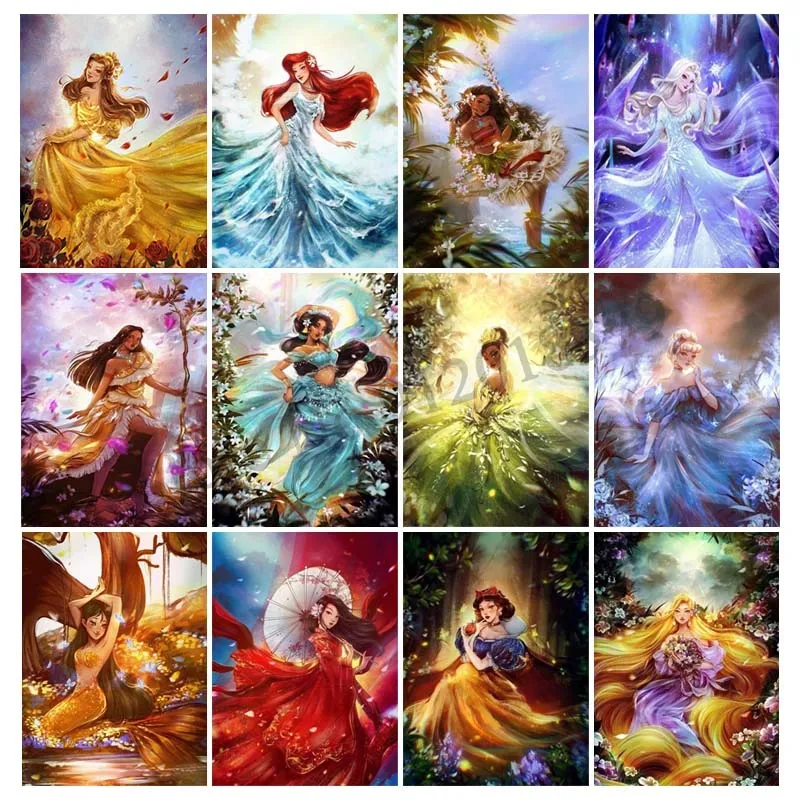 Disney Diamond Painting 5d Princess Cartoon Character Diy Diamond Anime ...