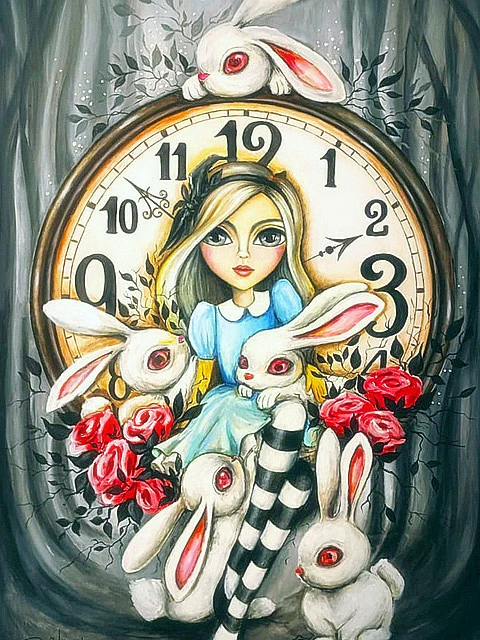 Alice In Wonderland Clock Drawing