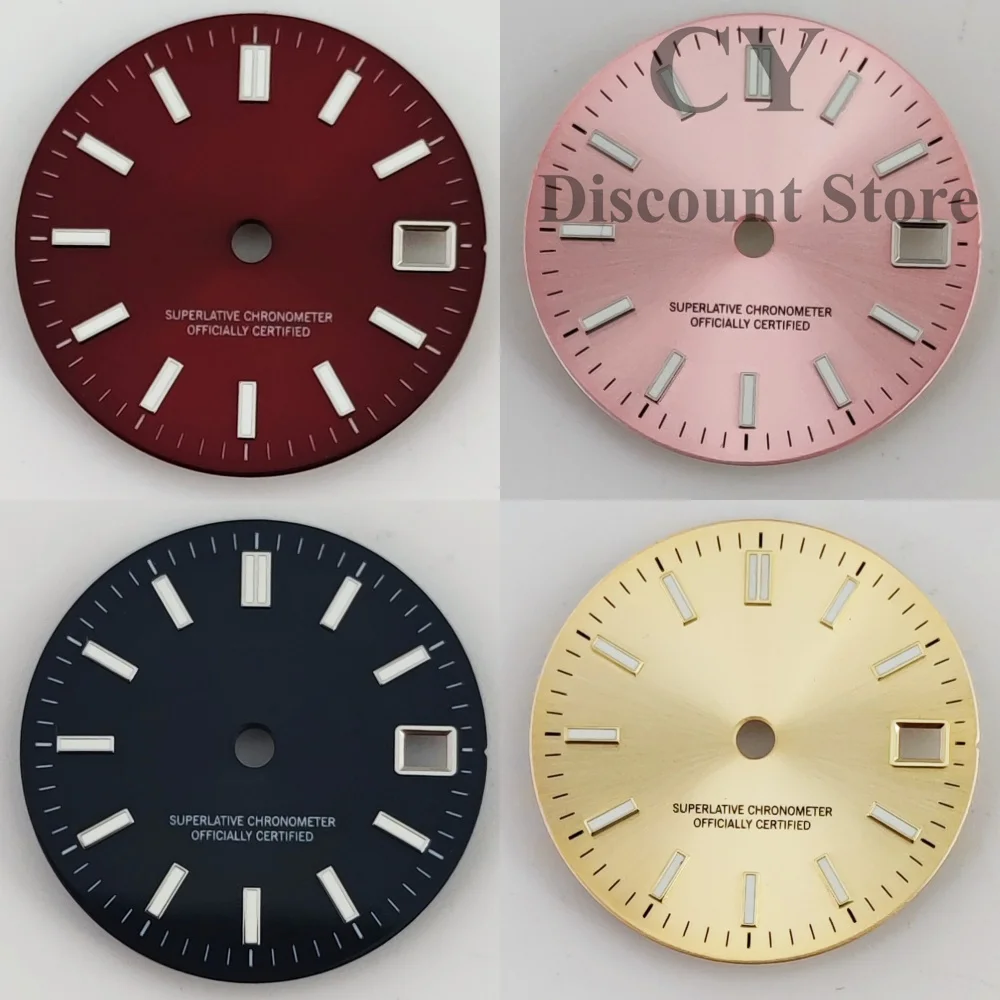 NH35-Watch-Dial-29mm-Black-Gold-Blue-Red-Pink-Watch-Dial-Green-Luminous ...