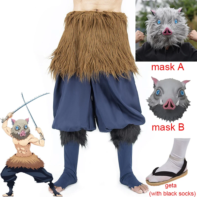 Anime-Hashibira-Inosuke-Cosplay-Costume-Pig-Silicone-Mask-Geta-Clogs ...