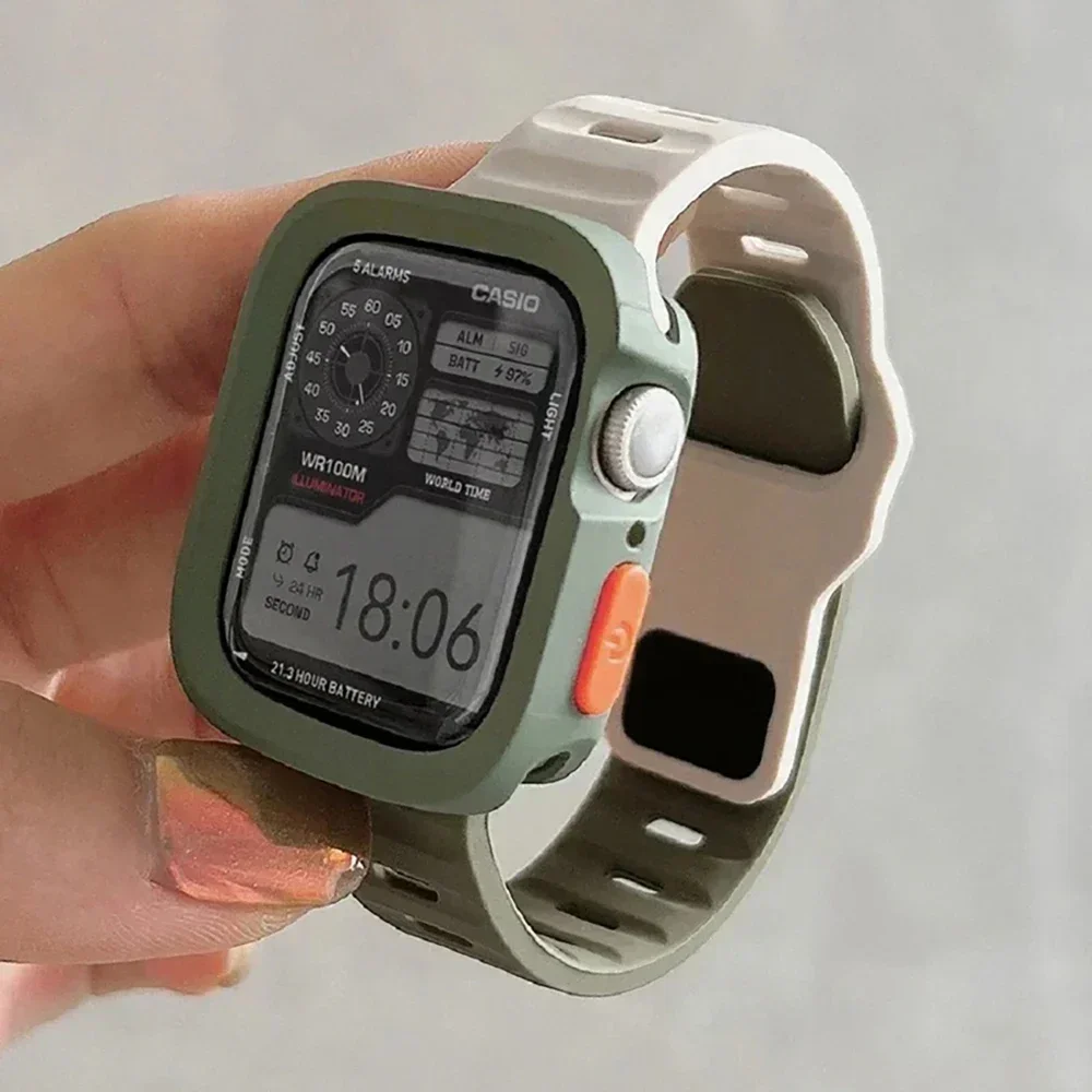 Candy Silicone Case+Strap For Apple Watch Series 9 45mm Band 8 7 41mm ...