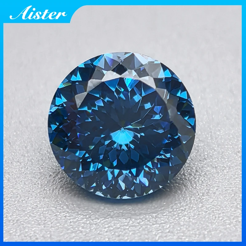 New Royal Blue Round 100 Faceted Cut Cubic Zirconia Lab Zircon CZ 4K ...