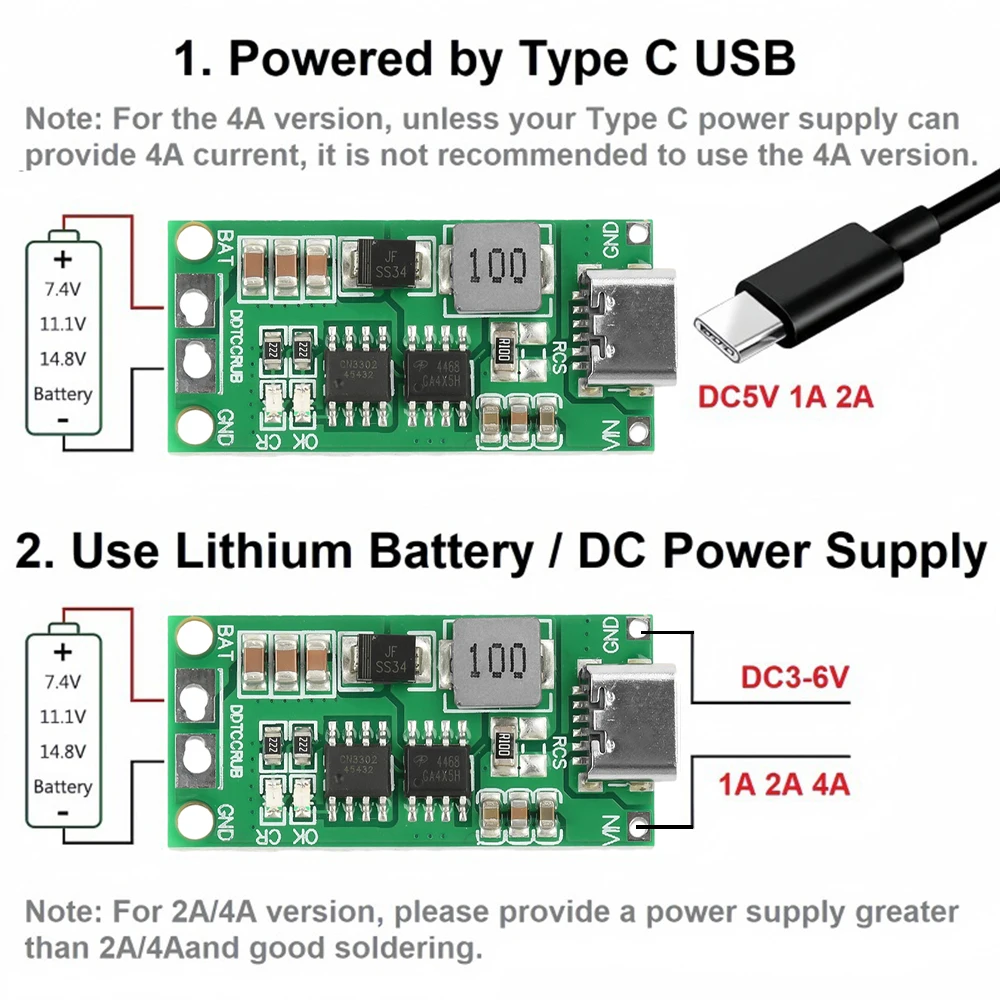 2S 3S 4S 8.4V 12.6V 16.8V LiPo Battery Charger Battery Board TypeC ...