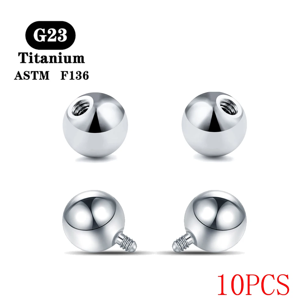 10PCS G23 Titanium 14G 16G External Thread Internally Threaded Ball Replacement Accessories Body ...