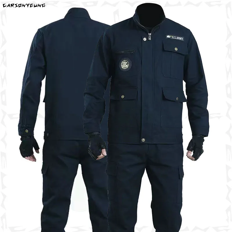 Men's Sets Navy Blue Military Uniform Combat Tactical Outdoor Military ...