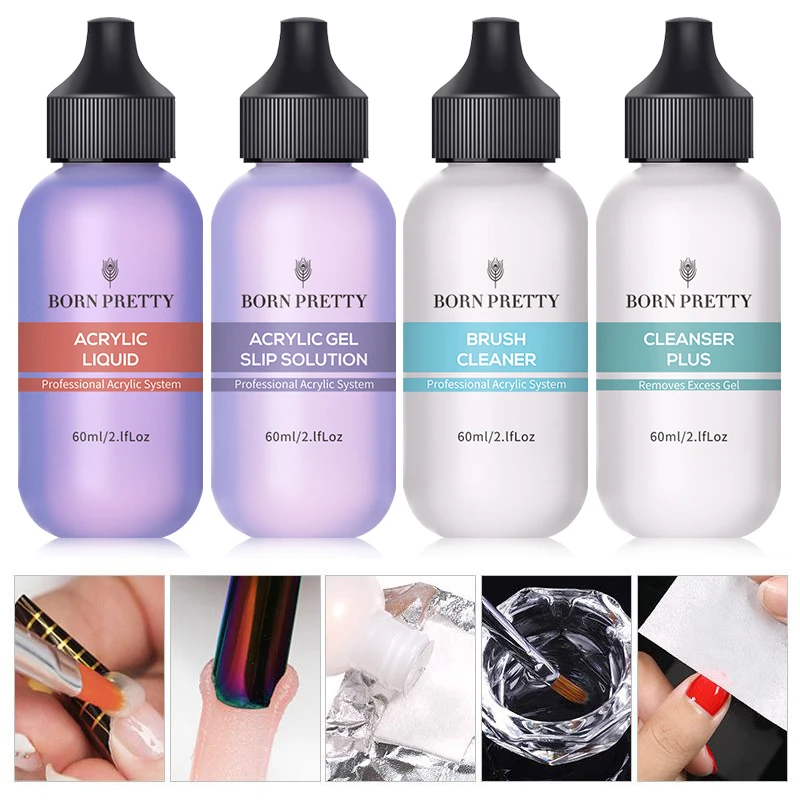 BORN PRETTY 60ml 젤 매니큐어 리무버 아크릴 바니시 젤 슬립 솔루션 확장 조각 빠른 청소, 플러시 네일 아트 도구 ...