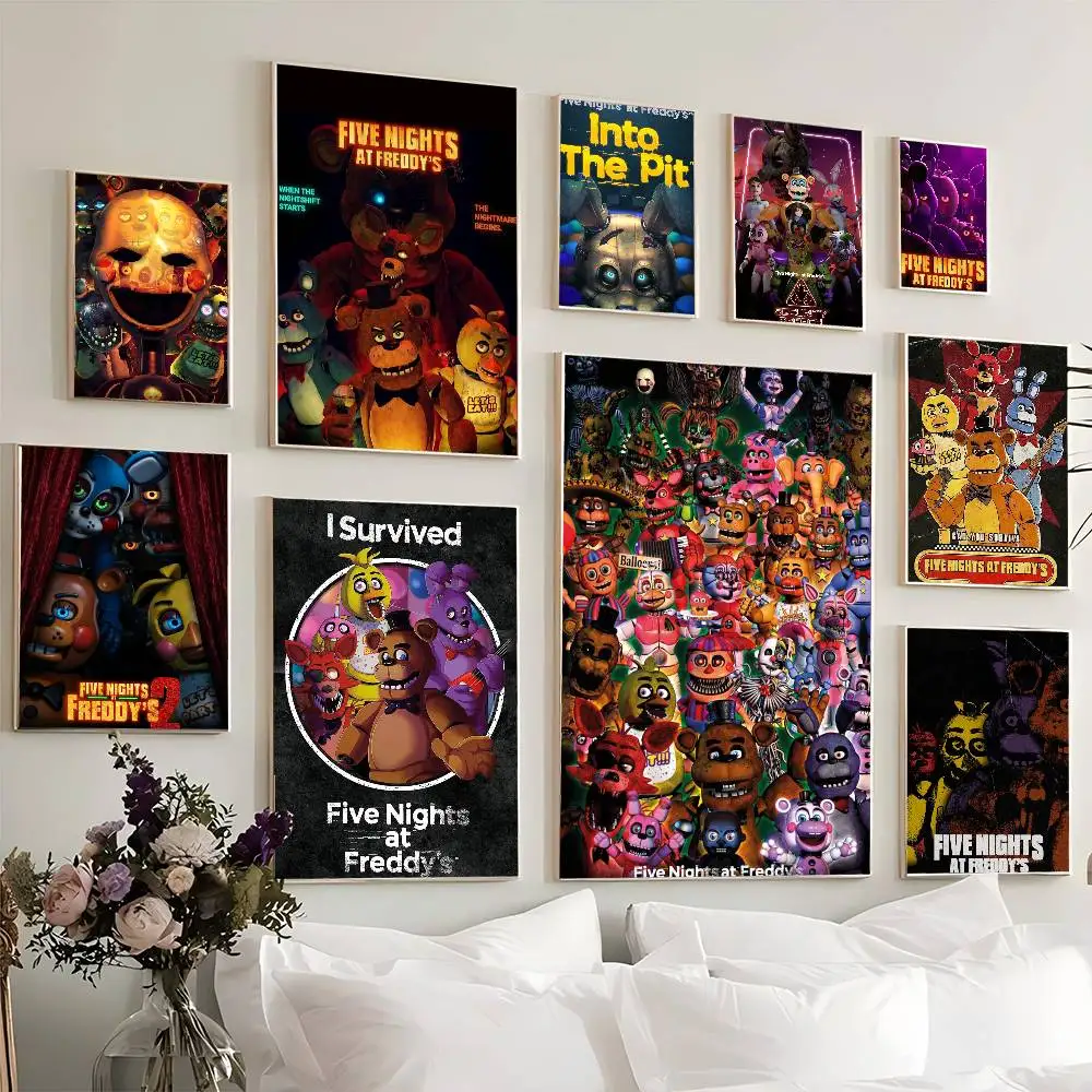 Fnaf Five-nights-At-Freddys Game Movie Sticky Posters Retro Kraft Paper ...