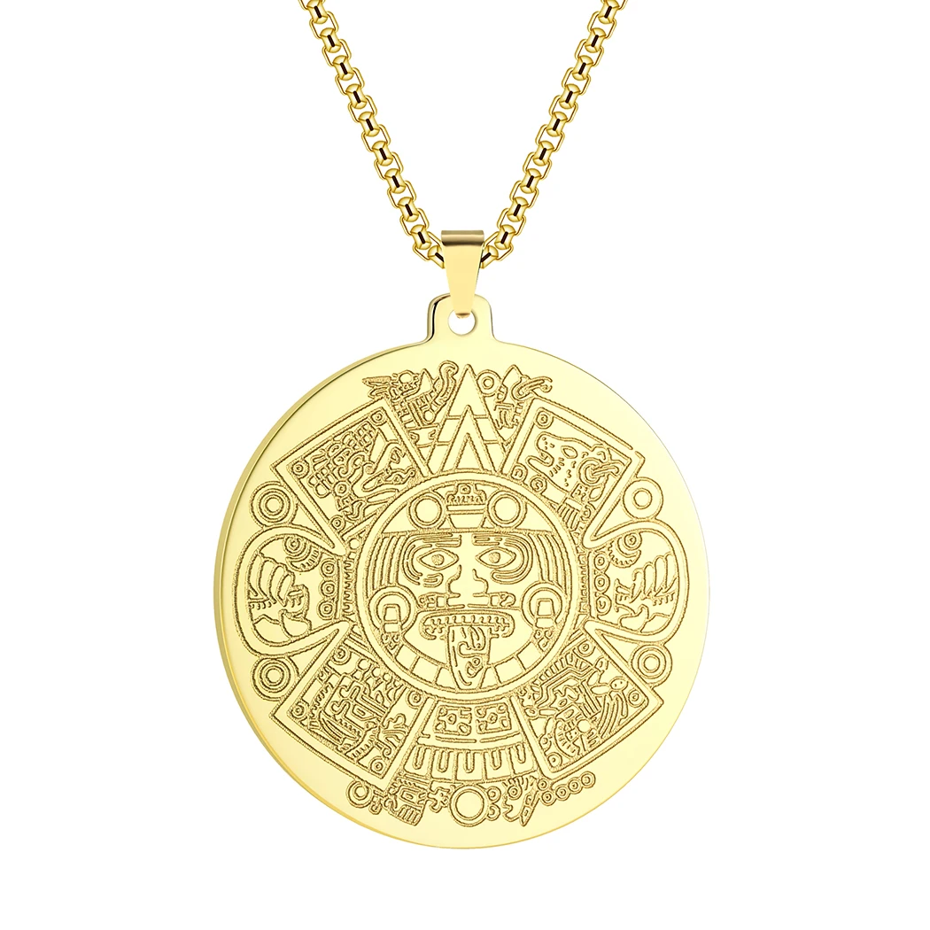Calendar Necklace Aztec | Mayan Calendar Necklace | Aztec Mayan Jewelry ...