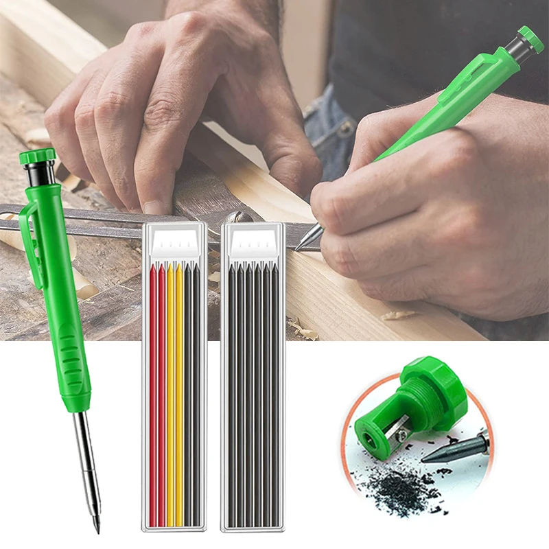 Solid-Carpenter-Pencil-Set-Built-in-Sharpener-with-6-Refill-Leads ...