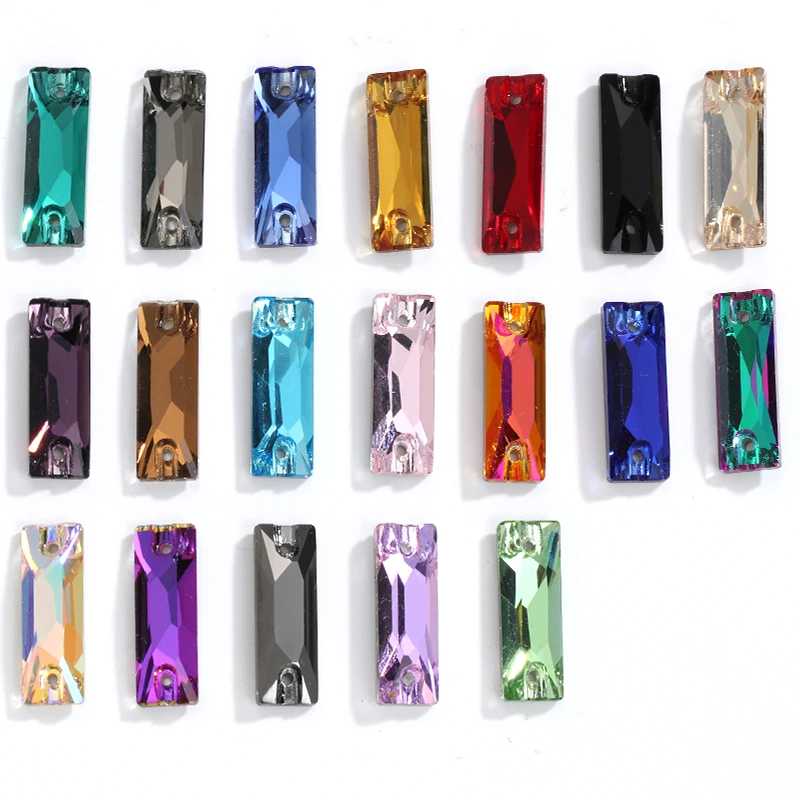 10pcs/Pack 6x18mm Sew On Rhinestones for Clothing Dress Rectangle Glass ...