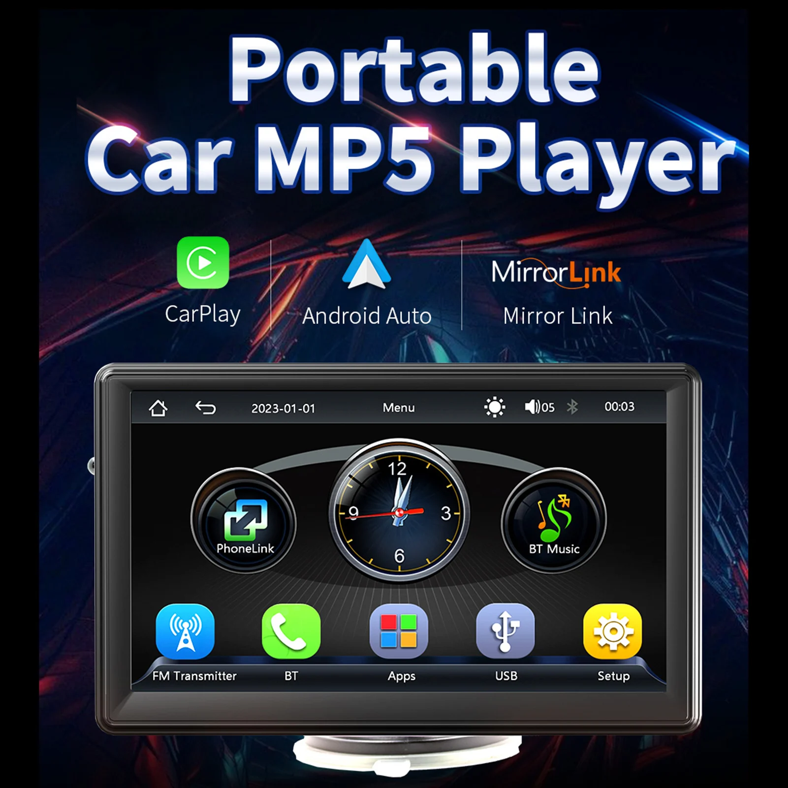 Portable Car MP5 Player with 7-Inch HD Screen Supports CarPlay Android ...