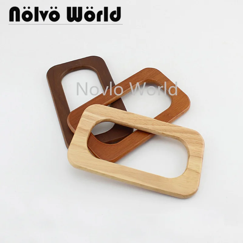 2/10/20Pcs 16.5x9.5CM Brown Solid Wood Square Shaped Handles for Bag ...