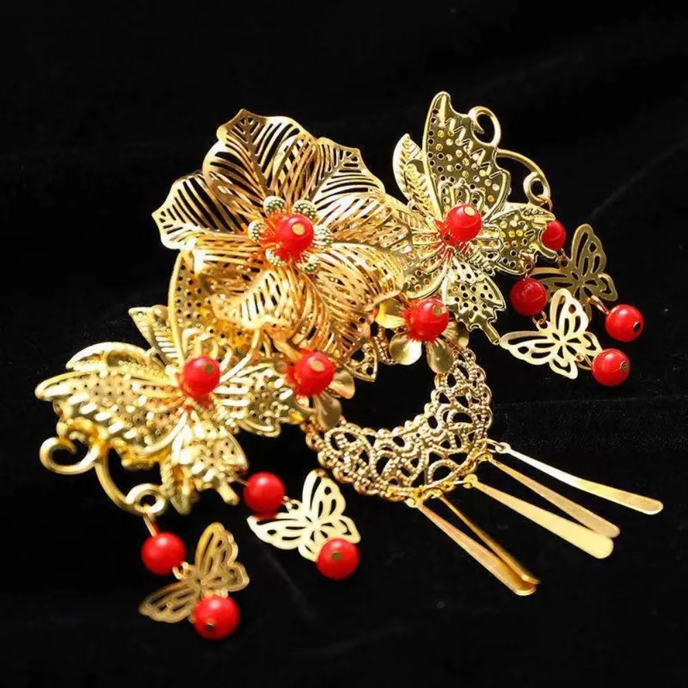 Vintage Hair Crown Hanfu Decoration Handmade Hairpin Tassel Hair Fork ...