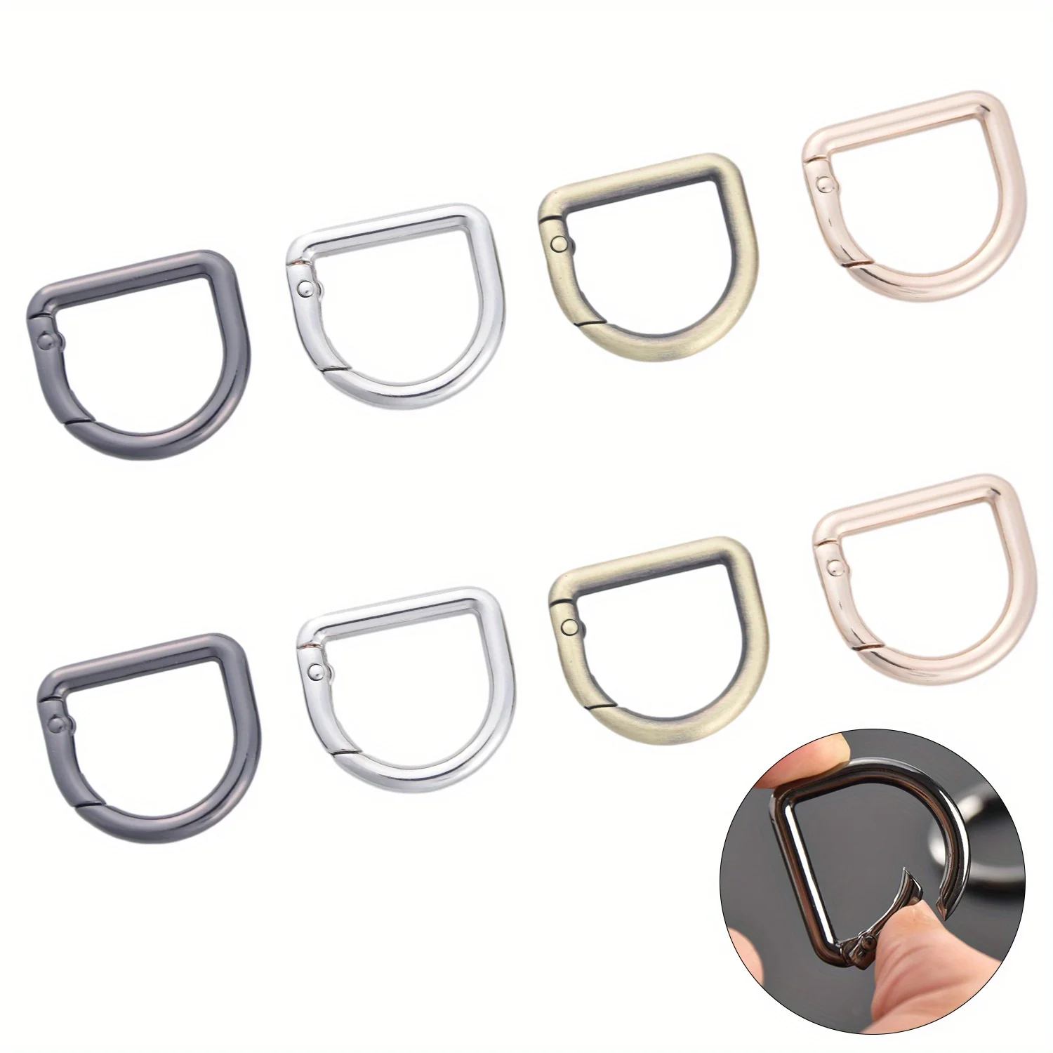 5Pcs-D-shaped-Spring-Ring-Connector-Clip-Clasp-Key-Hook-Suitable-for ...