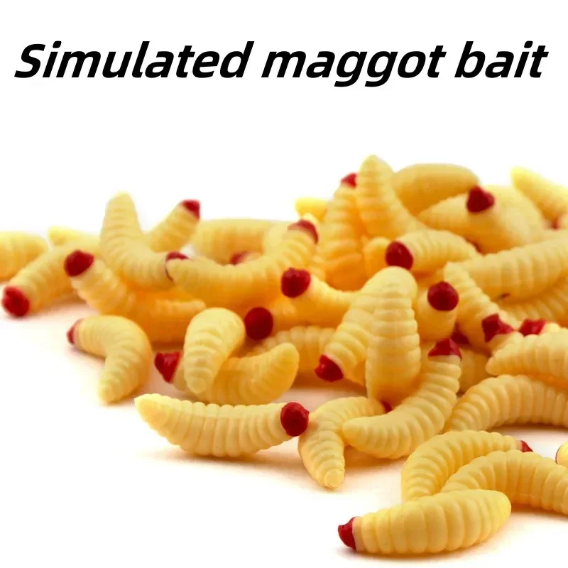 50Pcs Fishing Bait Worm Larva Floating Soft Bait Silica gel Artificial ...