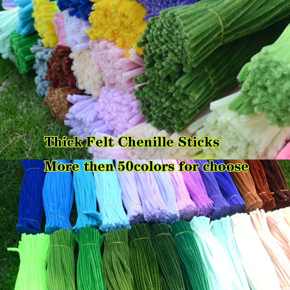 0-6x30cm-Felt-Chenille-Stick-Stem-Pipe-Cleaner-F-DIY-Handcraft-velvet ...