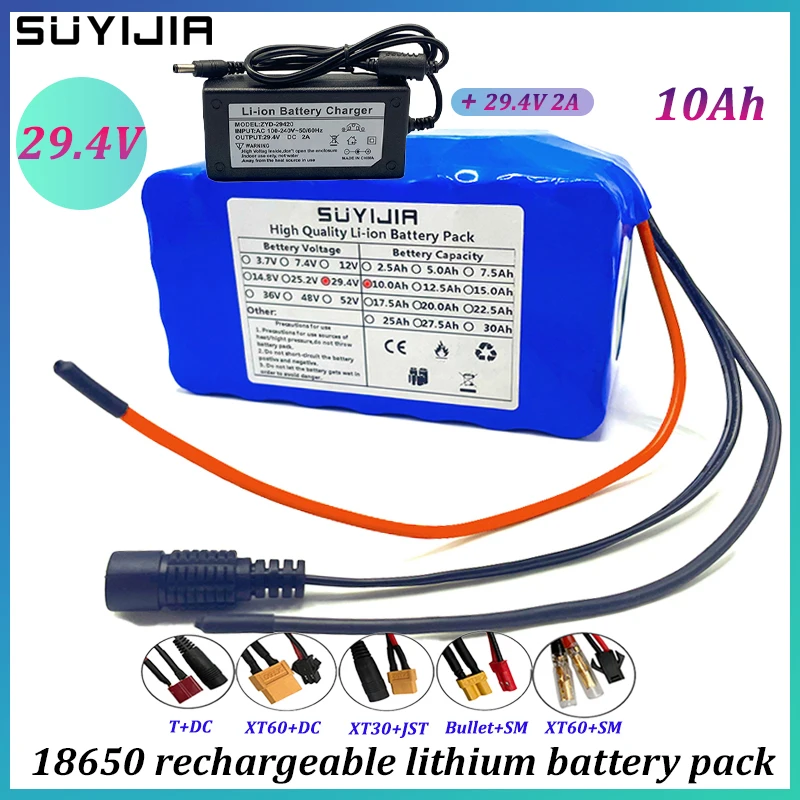 New 18650 7S4P 24V 10Ah Battery Pack 29.4V 10000mAh BMS for Electric ...