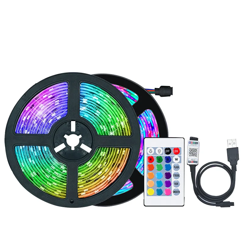 Led Light Strip Set Rgb Colorful Usb Bluetooth App Smart 24-key Light ...
