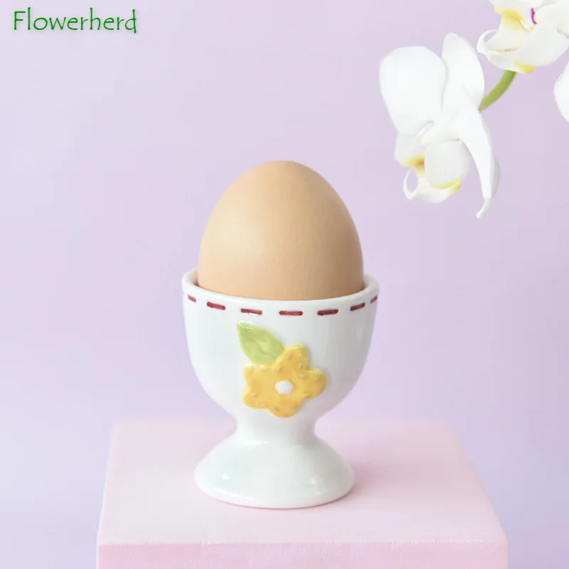 Rabbit Flower Shape Embossed Porcelain Egg Holder Egg Tools Creative Small Ceramic Cup Wine Cup ...