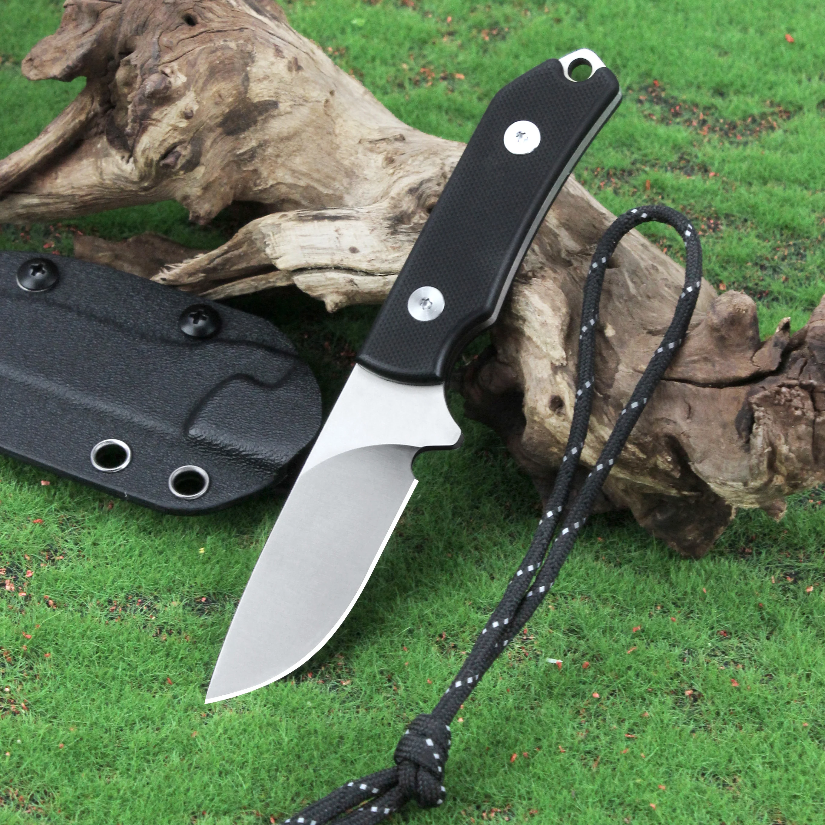 D2-STEEL-Fixed-Blade-Knife-K-sheath-Men-Hunting-Prtable-EDC-outdoor ...
