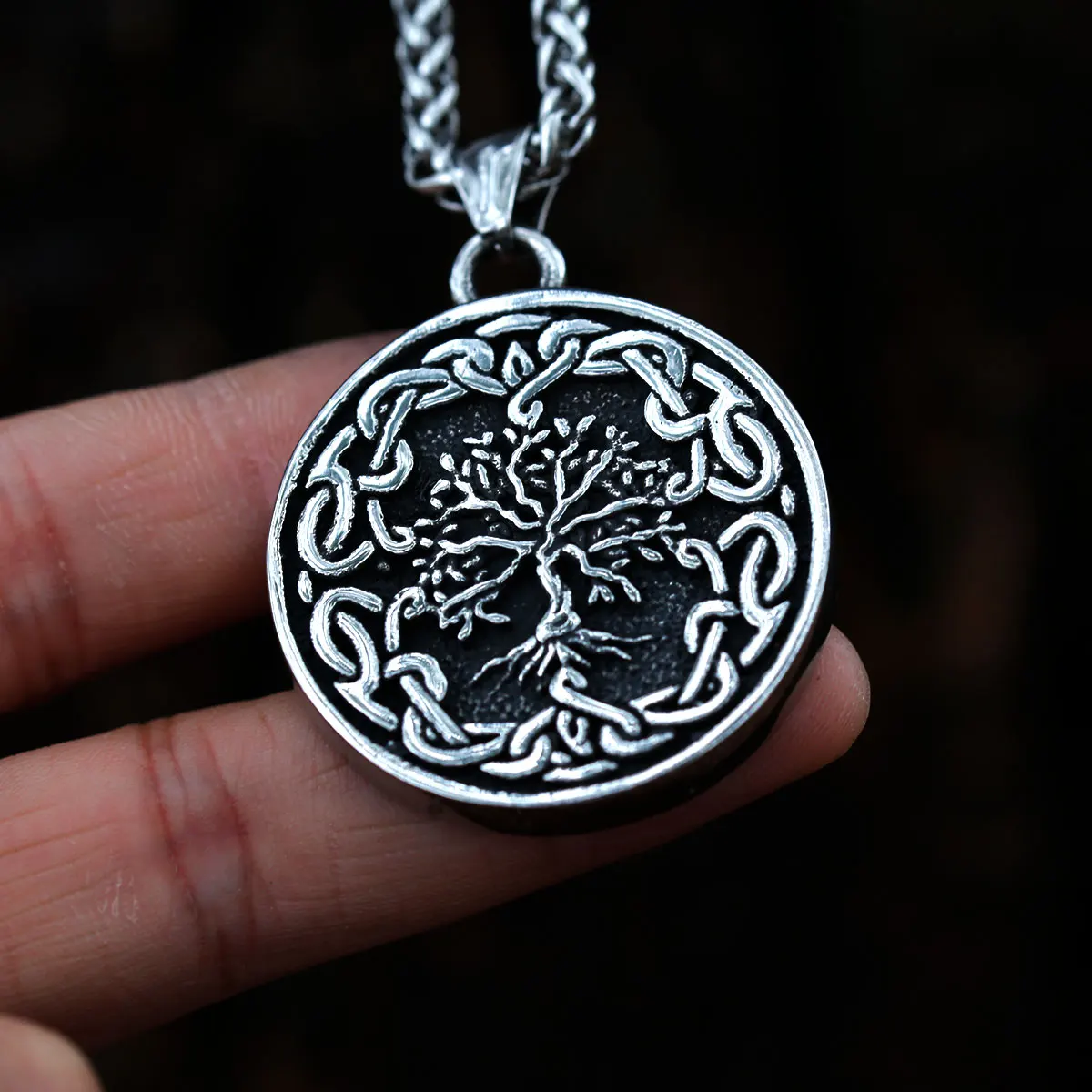 Nordic Vikings Baum des Lebens Rune Halskette Männer Edelstahl keltischen Knoten Amulett ...