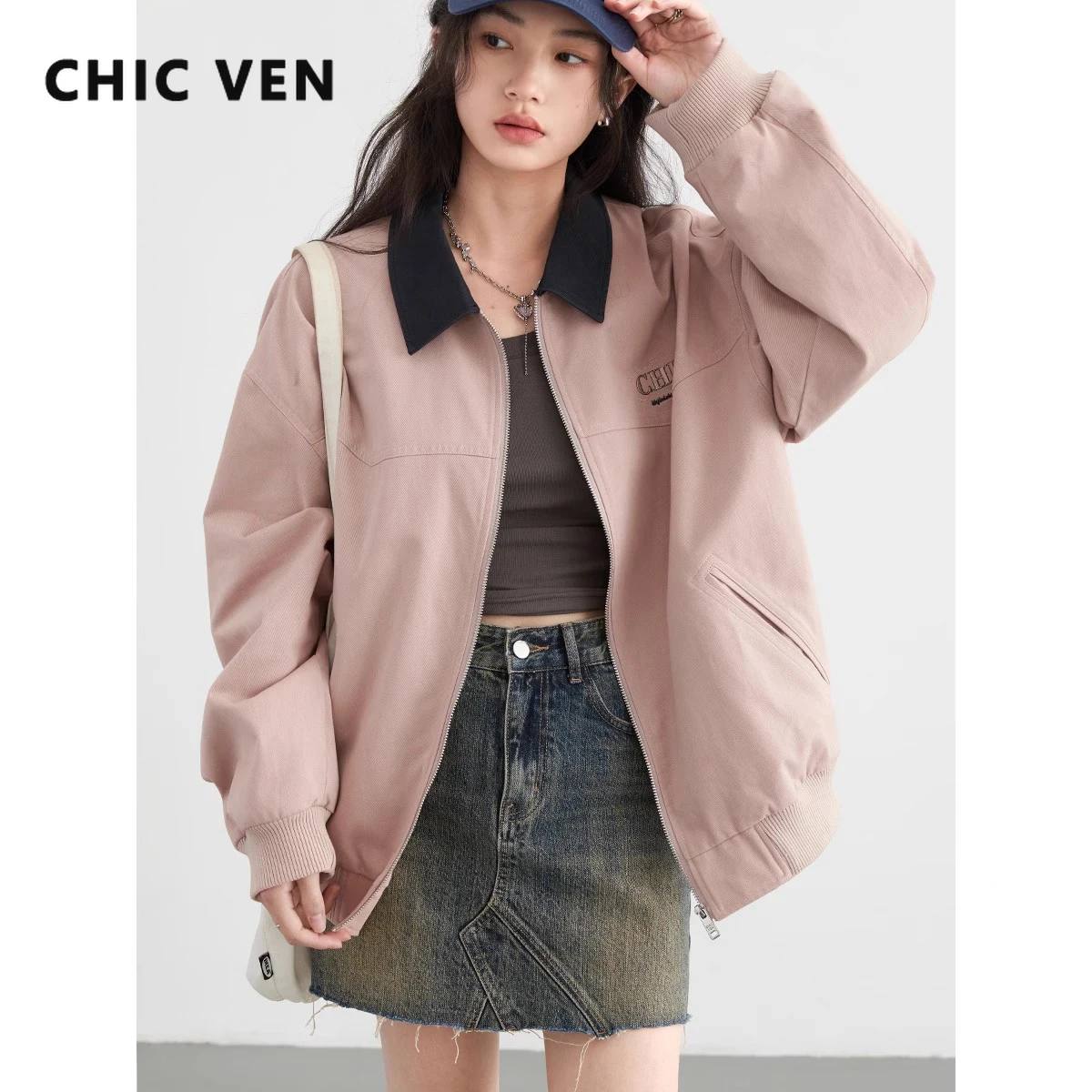 CHIC-VEN-Women-Jackets-New-Retro-Contrasting-Color-Patchwork-Female ...