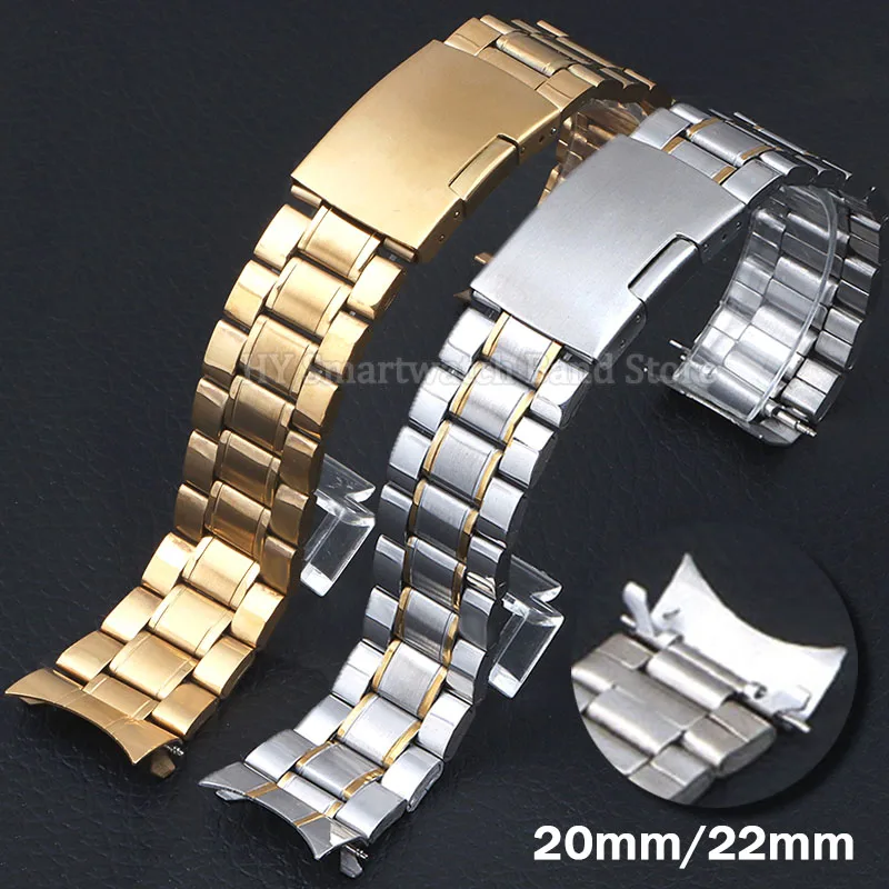 20mm 22mm Stainless Steel Wrist Band for Seiko for Rolex Curved End ...
