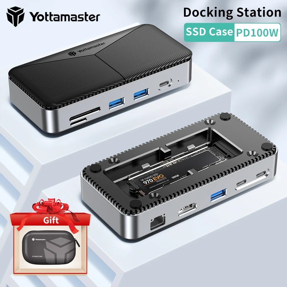 Yottamaster M.2 NVMe & SATA SSD Case HDMI-Compatible USB-A 3.2 Gen2 ...