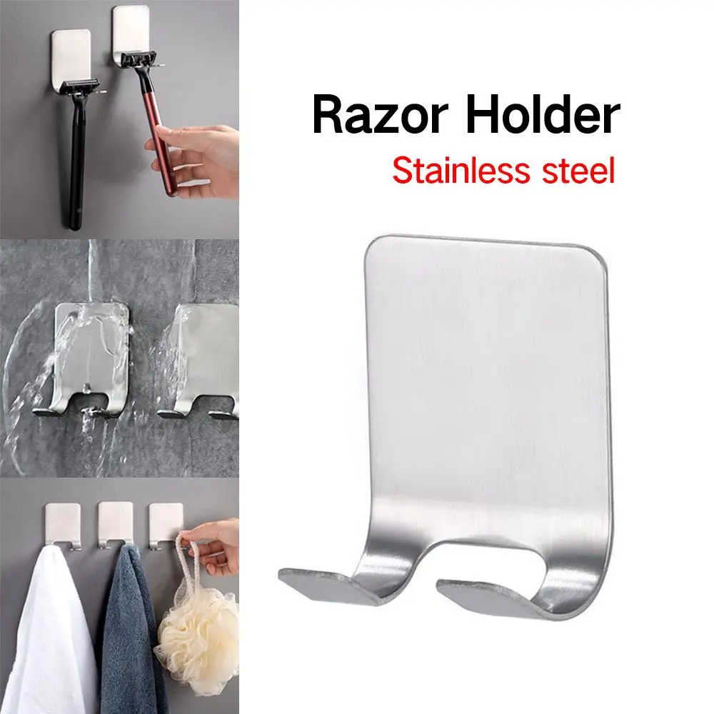 2PC-Stainless-Steel-Razor-Holder-Men-Shaving-Razor-Stand-Shelf-Shaving ...