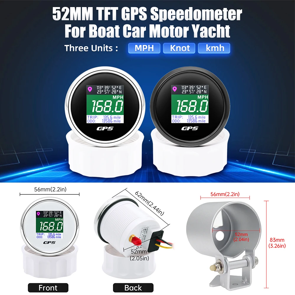 new gps speedometer 52mm gauge holder Adjustable Trip Speed Gauge ...