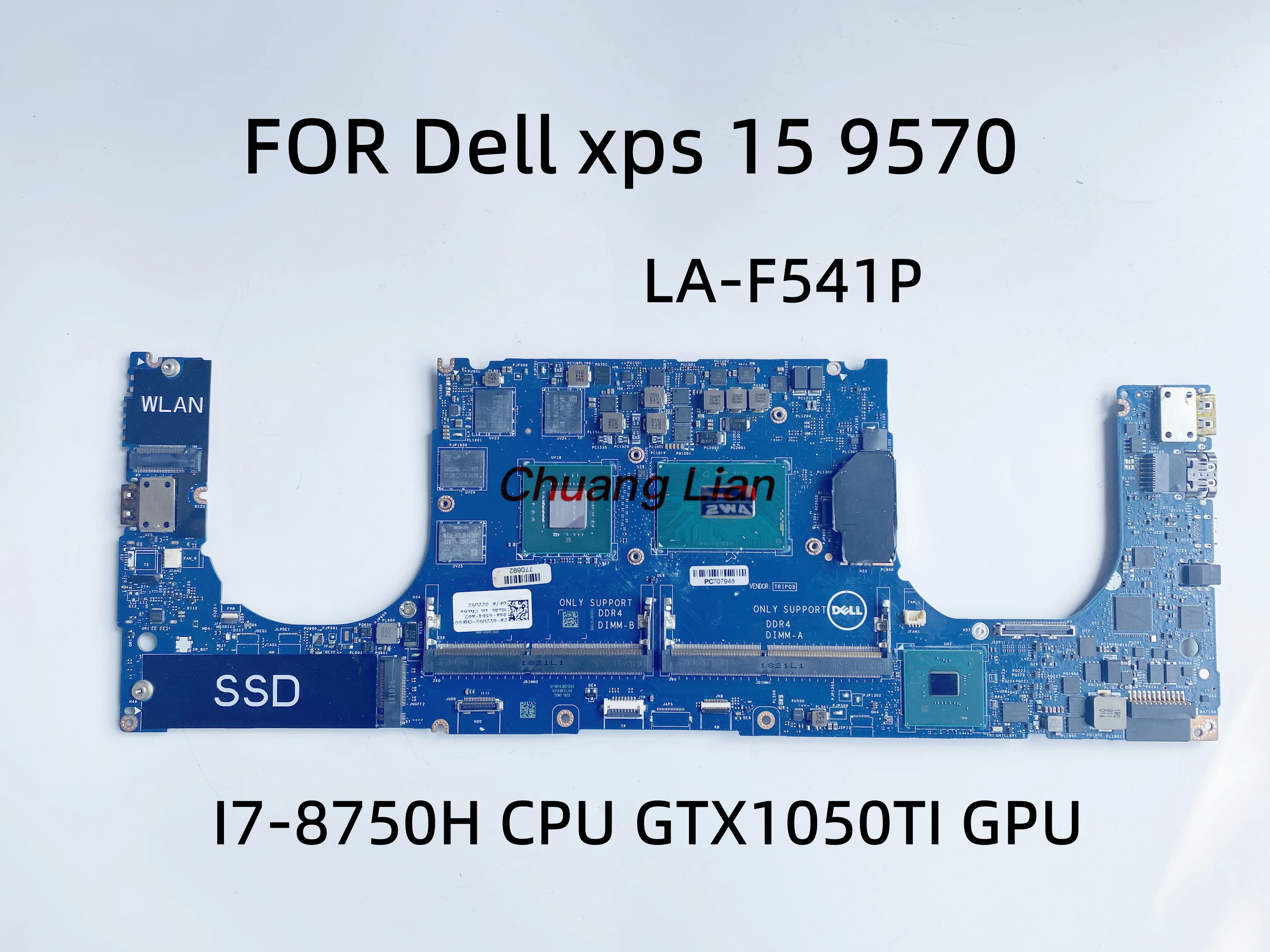 LA F541P Dell Xps 15 9570แล็ปท็อปเมนบอร์ด I7 8750H CPU GTX1050TI GPU ...
