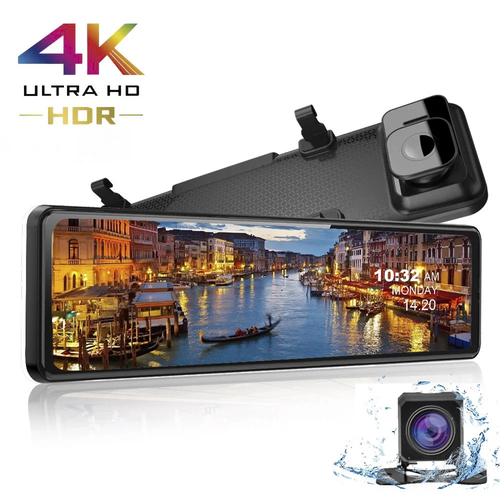 12-Mirror-Dash-Cam-with-WiFi-4K-3840-2160P-Rear-View-Mirror-Camera-with ...
