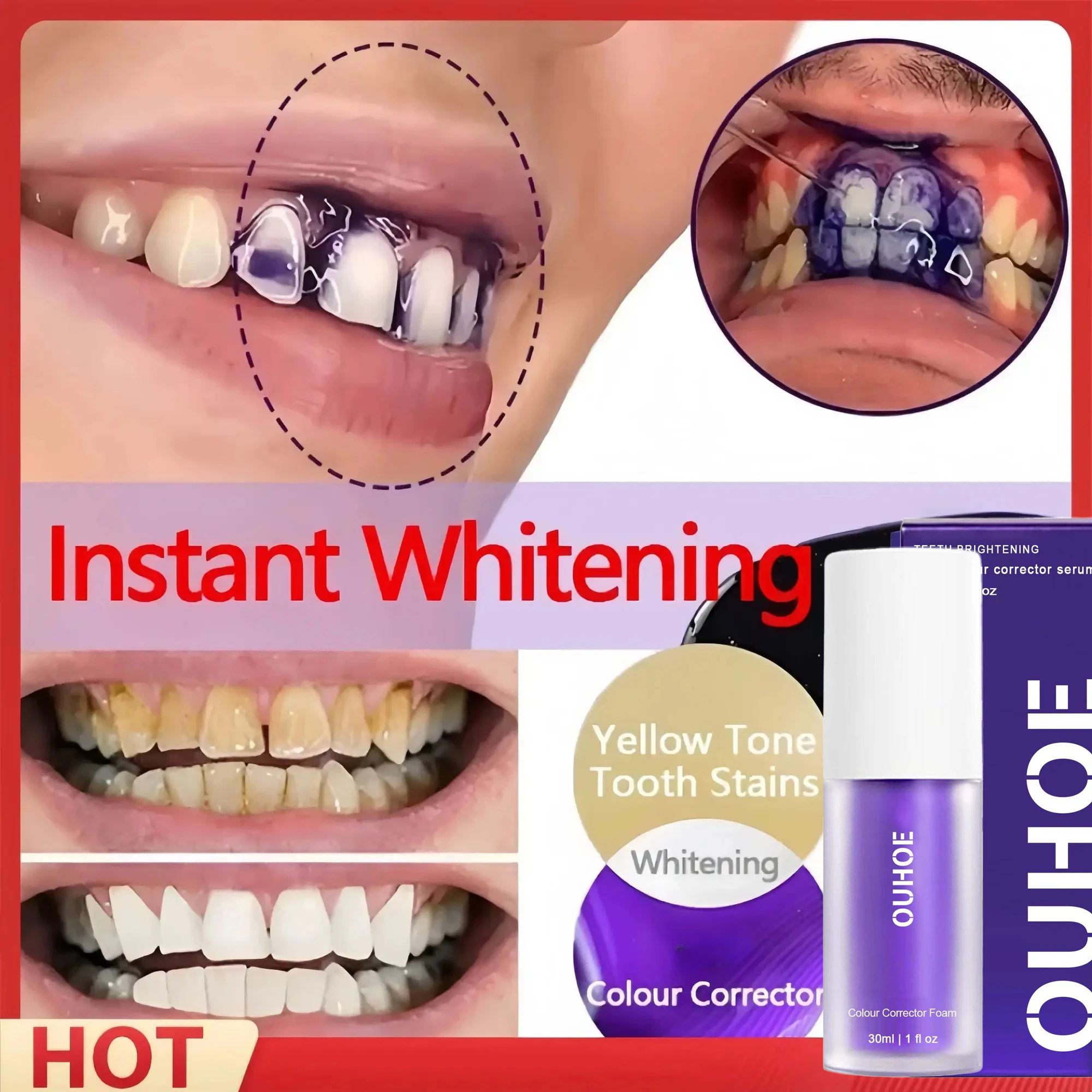 V34 dentifrice violet blanchissant les dents, élimine l'haleine des ...