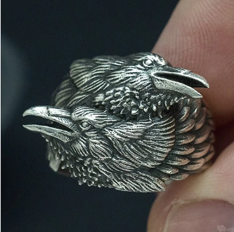 Double-Headed-Crow-Rings-for-Men-Plus-Big-Size-Anillos-Vintage-Punk ...
