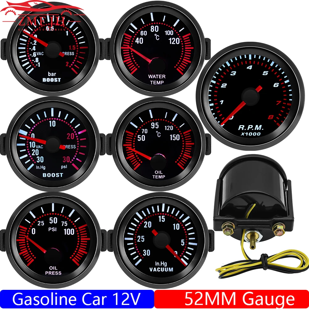 Universal Gasoline Car 2" 52MM Tachometer/Water Temperature/Oil Temp ...