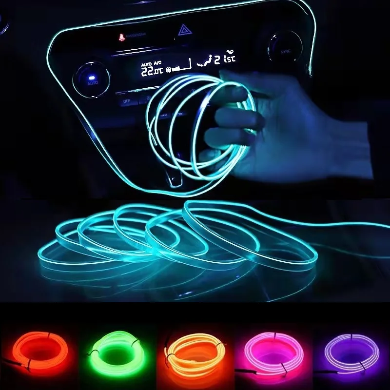 Car-Environment-El-Wire-LED-USB-Flexible-Neon-Interior-Lights-Assembly ...