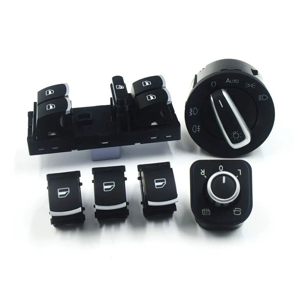 Chrome Side Mirror Headlamp Headlight Window Switch Button 6 Pcs Set ...